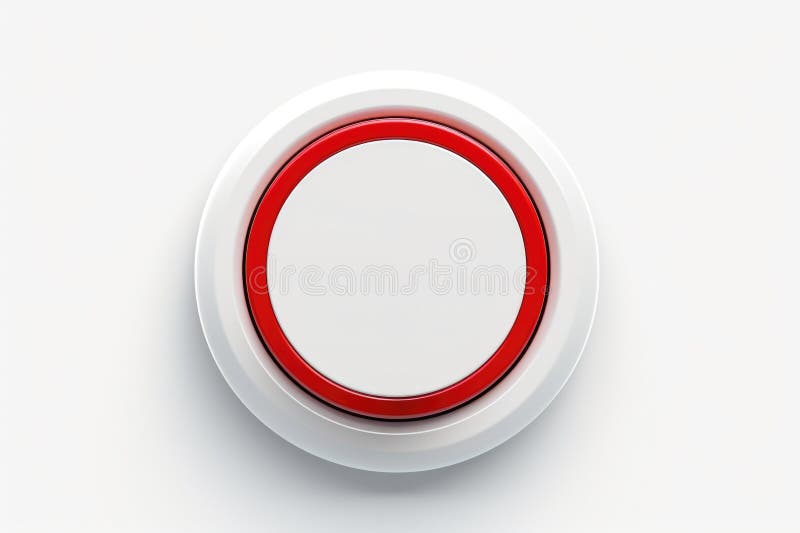 A Red and White Button Mounted on a White Wall. Suitable for Technology ...