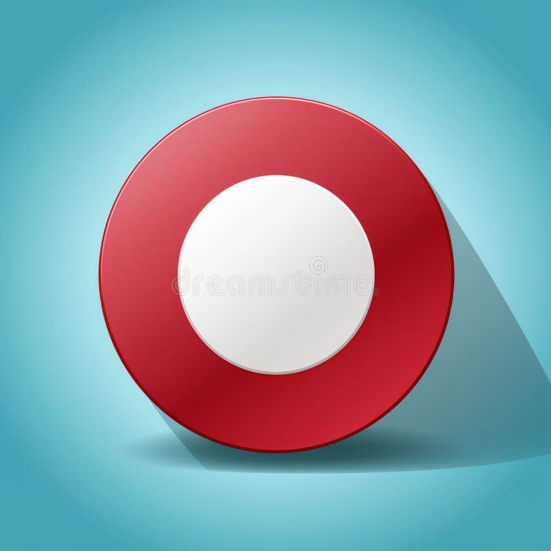 A Red and White Button with a Shadow on a Blue Background Stock ...