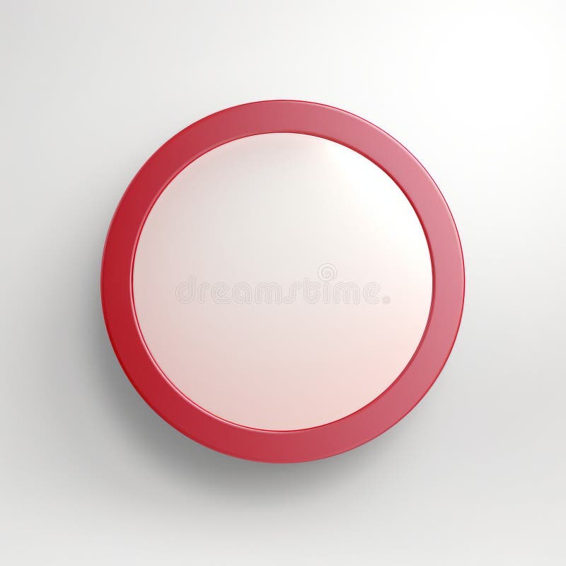 A Red and White Button on a White Surface Stock Illustration ...