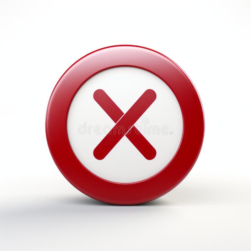 A Red and White Button with an X Symbol on it Stock Illustration ...
