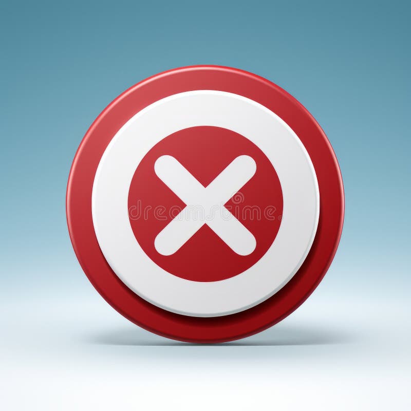 A Red and White Button with an X Symbol on it Stock Illustration ...