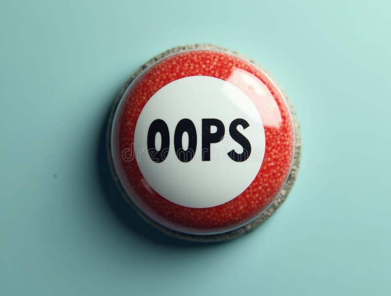 Red Button Showing Oops on Light Blue Background Stock Illustration ...