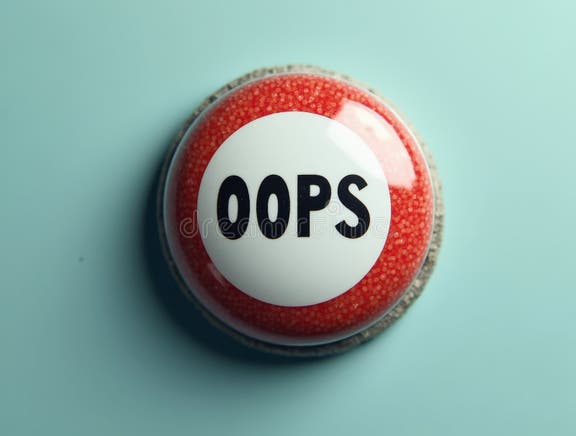 Red Button Showing Oops on Light Blue Background Stock Illustration - Illustration of regret ...