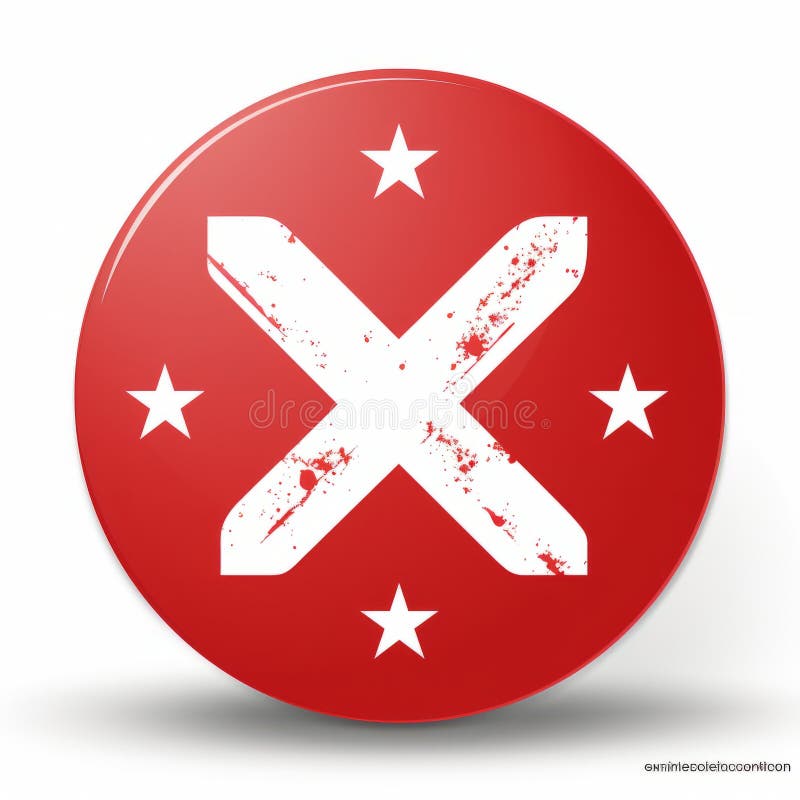 A Red and White Button with an X on it Stock Illustration ...