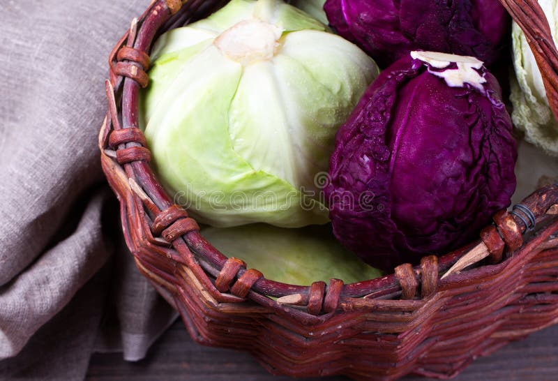 Cabbage in a basket stock photo. Image of foods, collect - 45497922