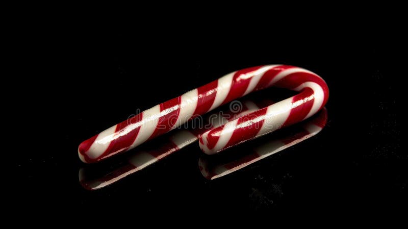Red and White Candy Cane on Black Background Stock Illustration ...