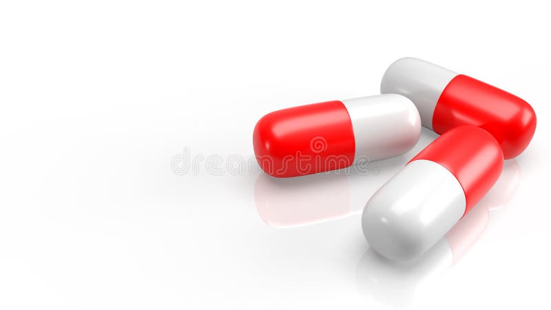 Red White Capsule 3d Rendering for Medical Content Stock Illustration ...