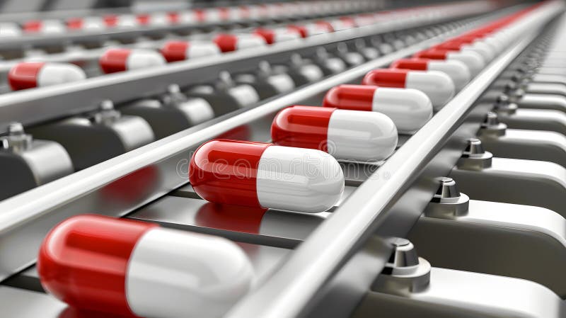 Red and White Capsules Falling on Stock Illustration - Illustration of ...