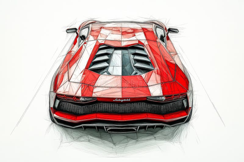 Red and White Car with a Checkered Pattern on the Hood Stock Image ...