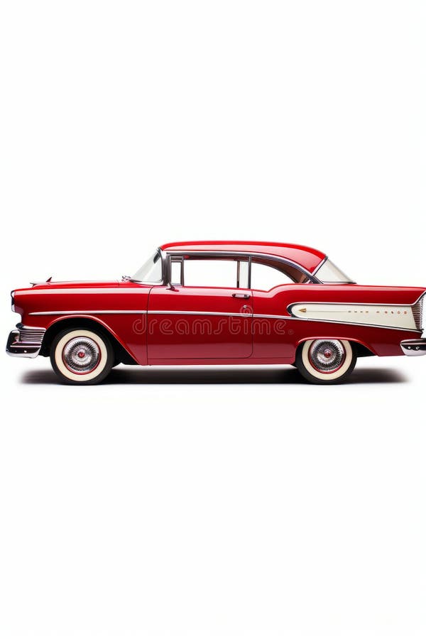 Red and White Car is Shown in this Image, it is Classic Car. Generative ...