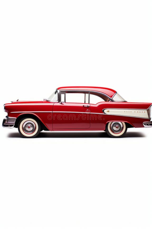 Red and White Car is Shown in this Image, it is Classic Car. Generative ...