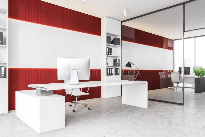 Red and White CEO Office Corner Stock Illustration - Illustration of ...