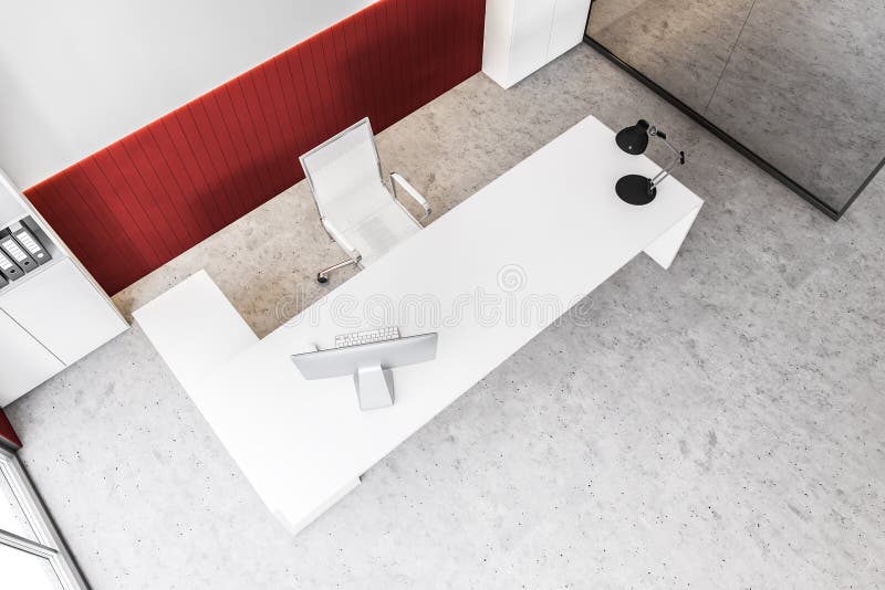 Red and White CEO Office, Top View Stock Illustration - Illustration of ...