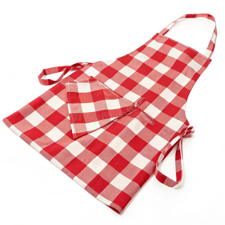 Red and White Checkered Apron Isolated on White Background Stock ...