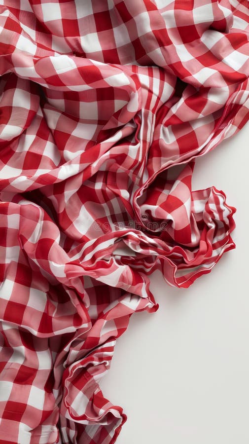 Red and White Checkered Fabric, Close-up View. Textile Material Pattern ...