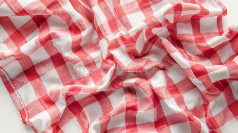 Red and White Checkered Fabric, Crumpled Texture, Close-up. Pattern and ...