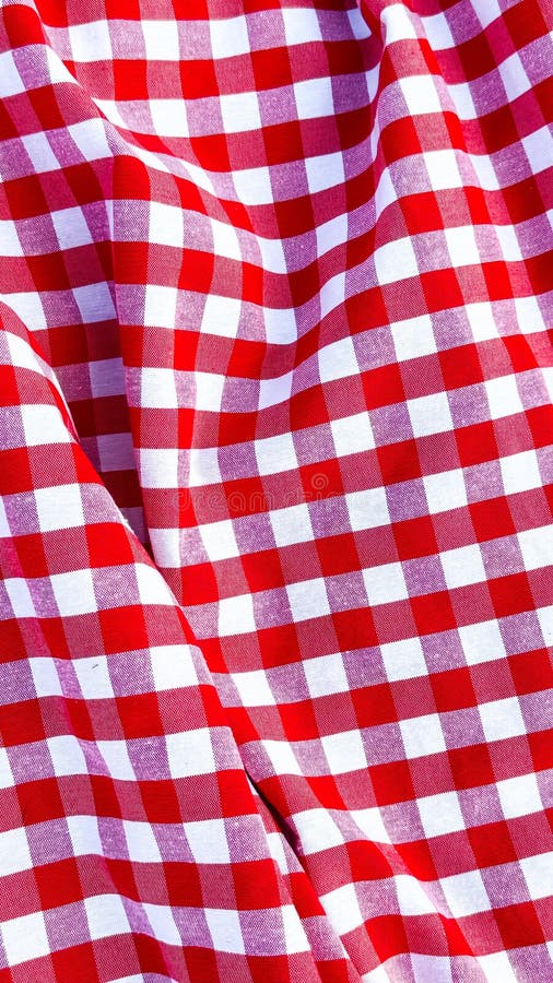 Red and White Checkered Fabric Texture with Folded Patterns Stock Image ...
