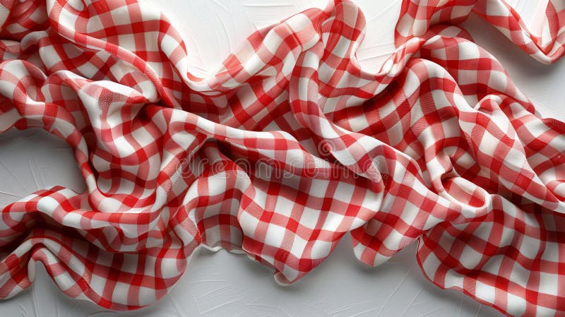 Red and White Checkered Fabric on Textured White Surface Stock Image ...