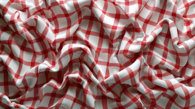 Red and White Checkered Fabric, Top-down View. Textile Texture and ...