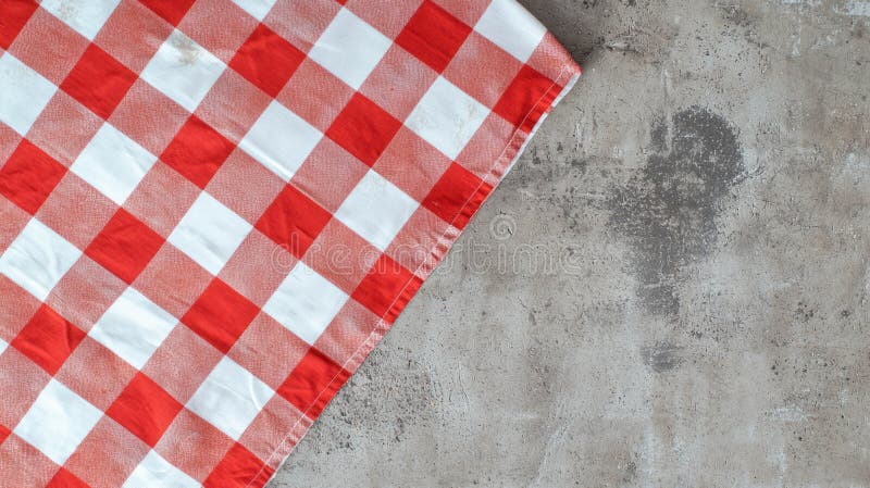 Red and White Checkered Kitchen Cloth on Rustic Table Surface Stock ...