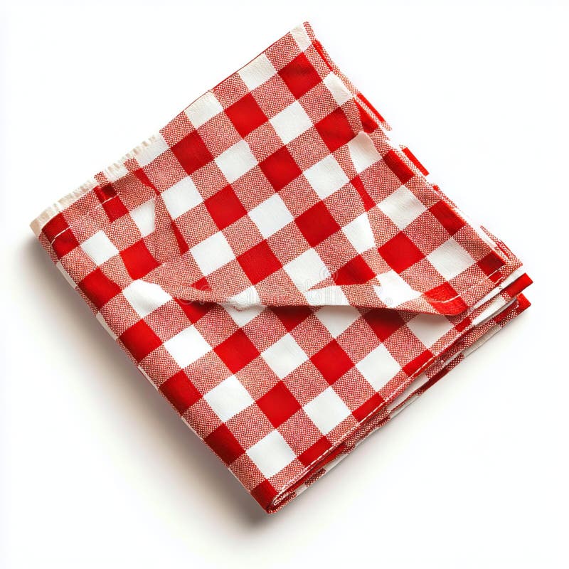 A Red and White Checkered Napkin Folded on Top of Each Other Stock ...
