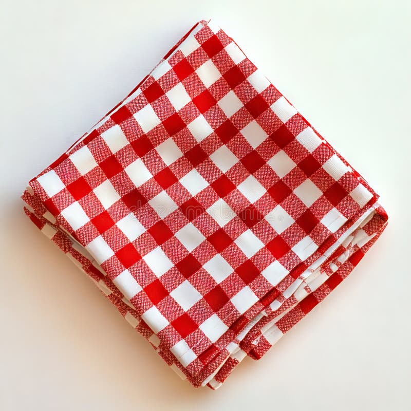 A Red and White Checkered Napkin Folded on Top of Each Other Stock ...