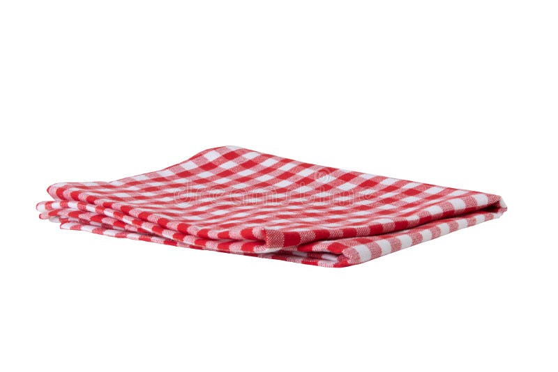 Red and White Checkered Napkin Isolated on White Background. Kit Stock ...