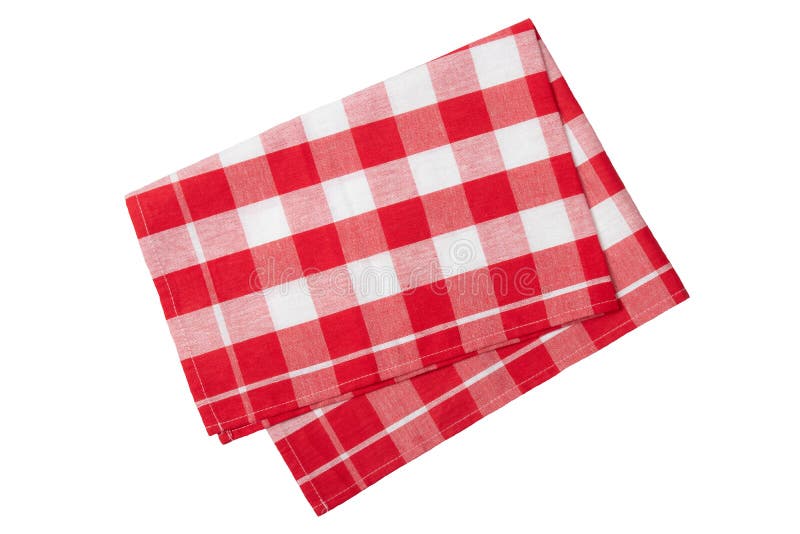 Red and White Checkered Napkin Isolated on White Background. Stock ...