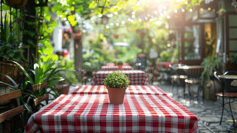 Red and White Checkered Tablecloth on Table Stock Image - Image of cozy ...