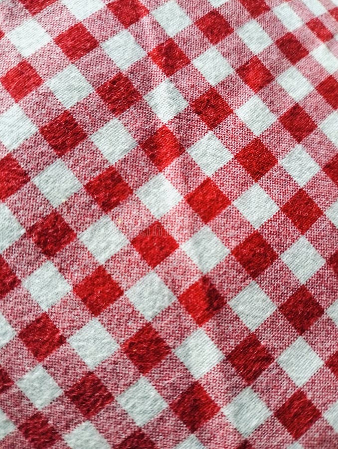 Red and White Checkered Tablecloth. Top View Table Cloth Texture ...