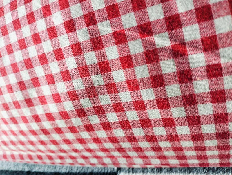 Red and White Checkered Tablecloth. Top View Table Cloth Texture ...