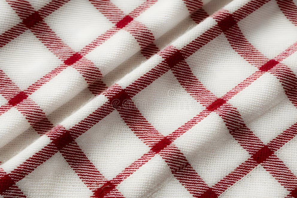 Red and White Checkered Textile, Visible Threads and Crumpled Texture ...