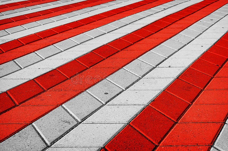 Red and White Checkered Tile on the Street Stock Image - Image of ...