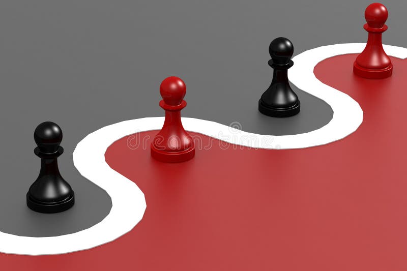 Red and White Chess Pawn Separated in Two Teams Stock Illustration ...