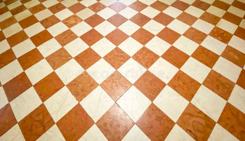 Red and White Chess Tile Floor Pattern. Close-up. Stock Photo - Image ...