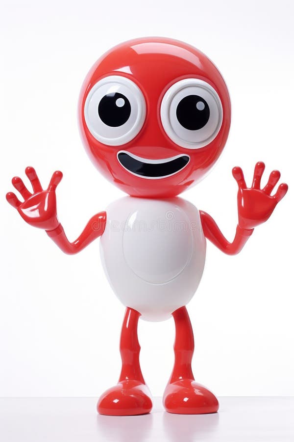 A Red and White Childish Robot with Big Eyes, AI Stock Illustration ...