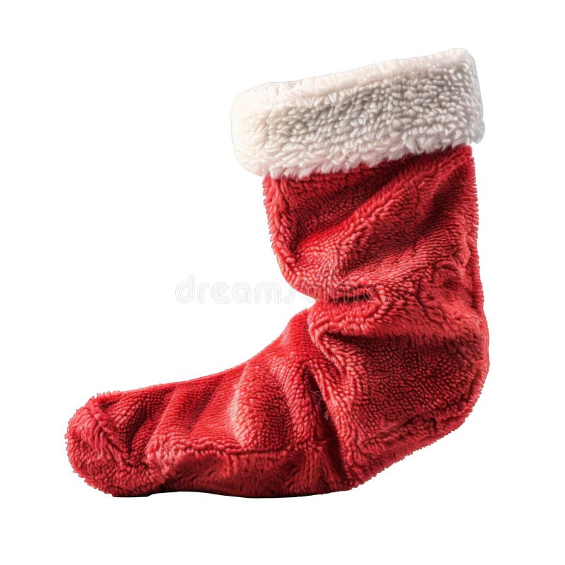 Red and White Christmas Stocking with Furry Texture Stock Illustration ...