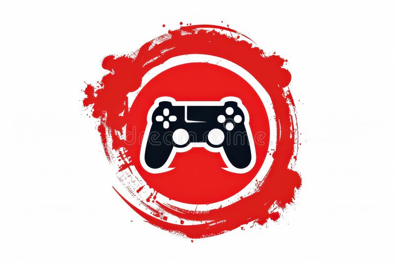 A Red and White Circle with a Black and White Controller in the Center ...