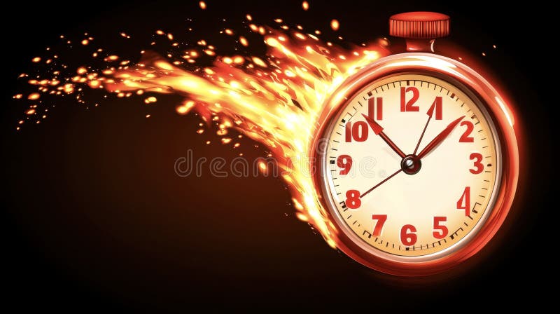 A Red and White Clock with the Hands at 3:00 and 9:00 Stock Image ...