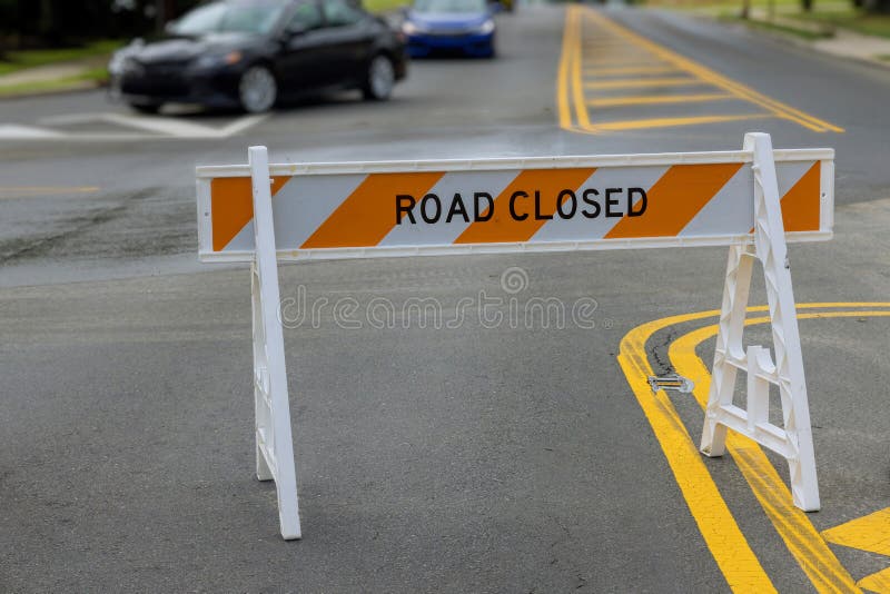 Red and White Colored Street Barrier at an Empty Road Closed Road by ...