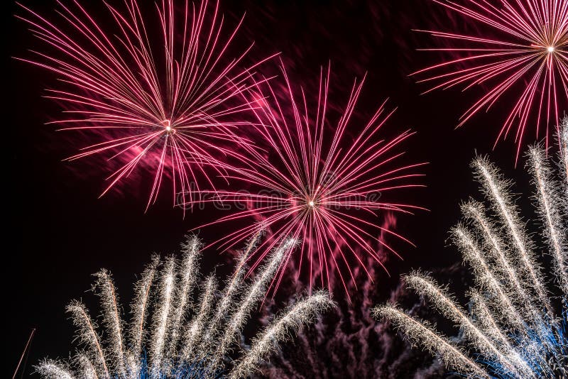 Red and White Colors Fireworks Lights Stock Image - Image of effects ...