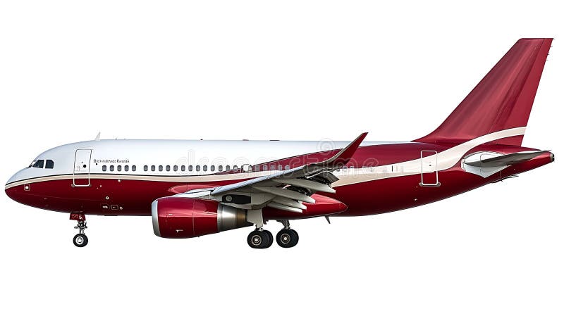Red and White Commercial Airplane Side Profile Stock Illustration ...