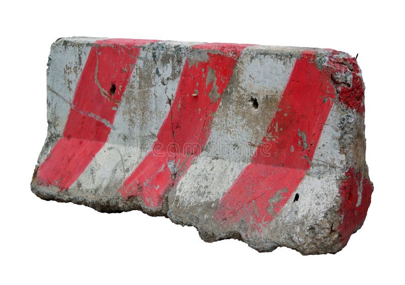 Red and White Concrete Barriers Blocking the Road. Stock Photo - Image ...