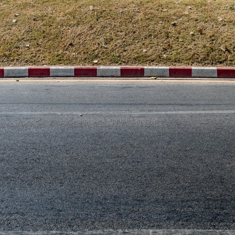 Red and White Concrete Road Curb Stock Image - Image of transportation ...