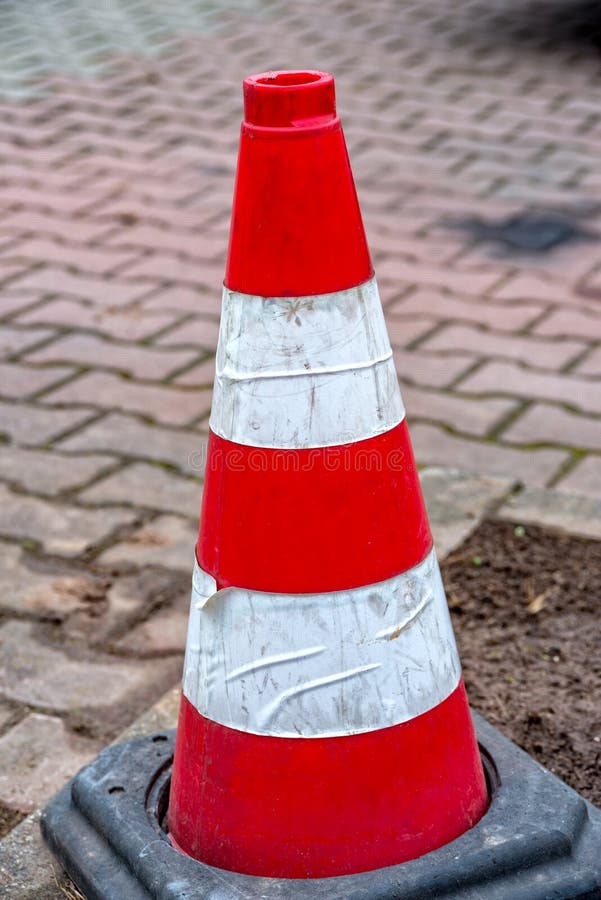 Red White Cone To Warn the Traffic Stock Image - Image of caution ...