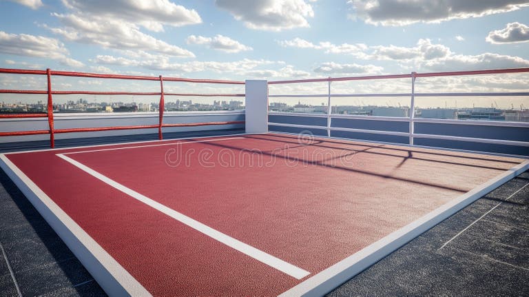 The Red and White Corners of a Boxing Ring, Highlighted on a White ...