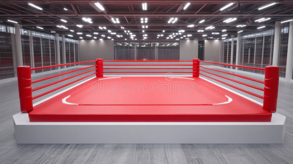 Red and White Corners of a Boxing Ring Isolated on White Stock Image ...