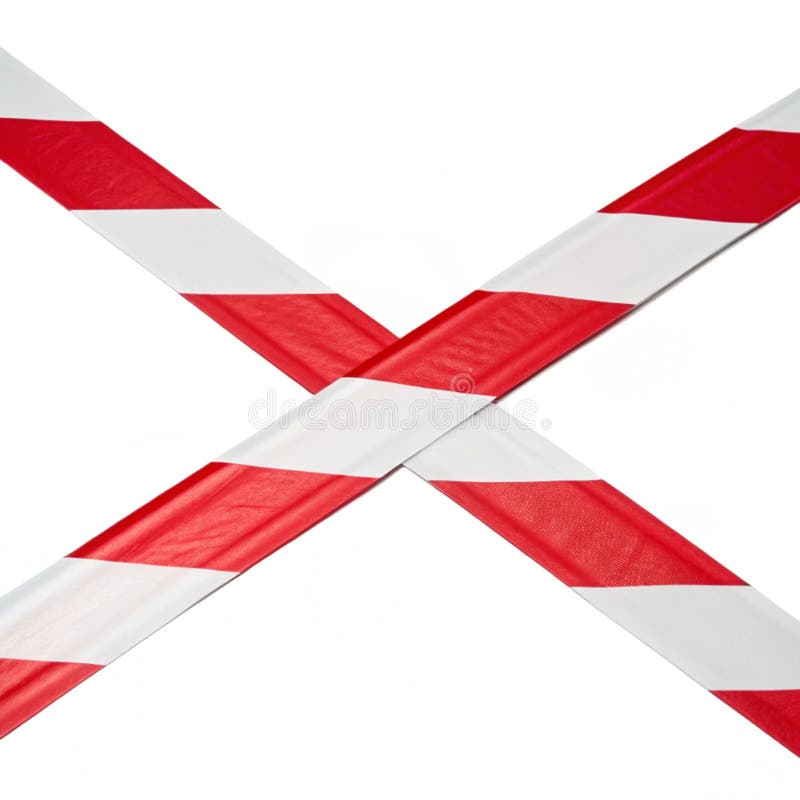 Red and White Crossed Warning Line Isolated on White Background Stock ...