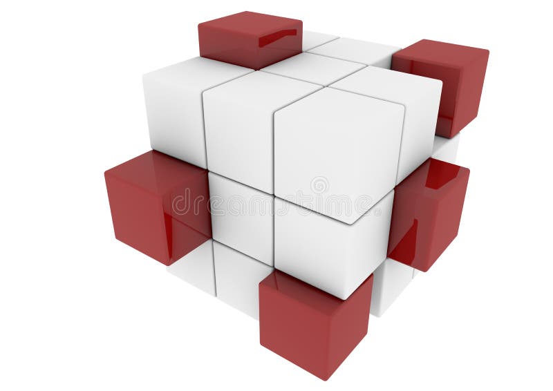 Abstract Red and White Cubes Stock Illustration - Illustration of ...