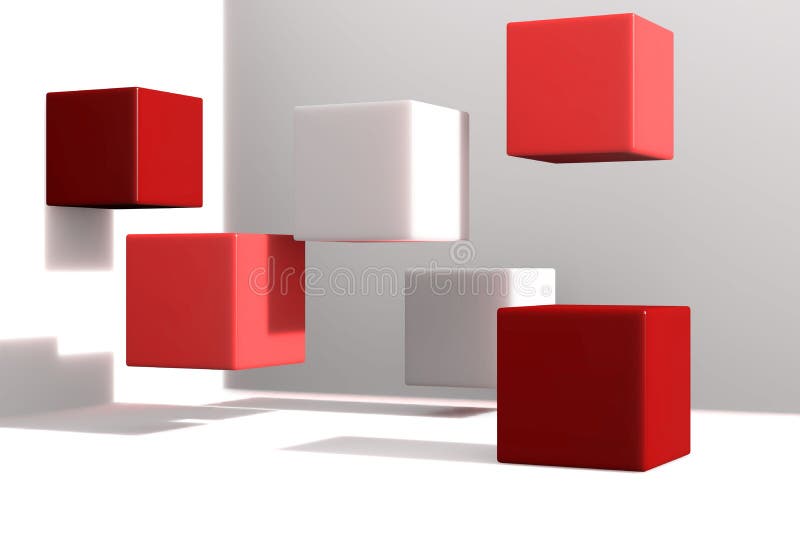Red and White Cubes by Wall Stock Illustration - Illustration of shadow ...